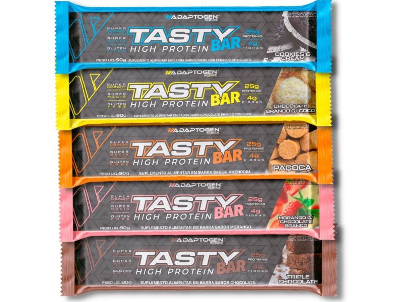 TASTY BAR 8UN 90G - ADAPTOGEN | Sua Saúde Distribuidora
